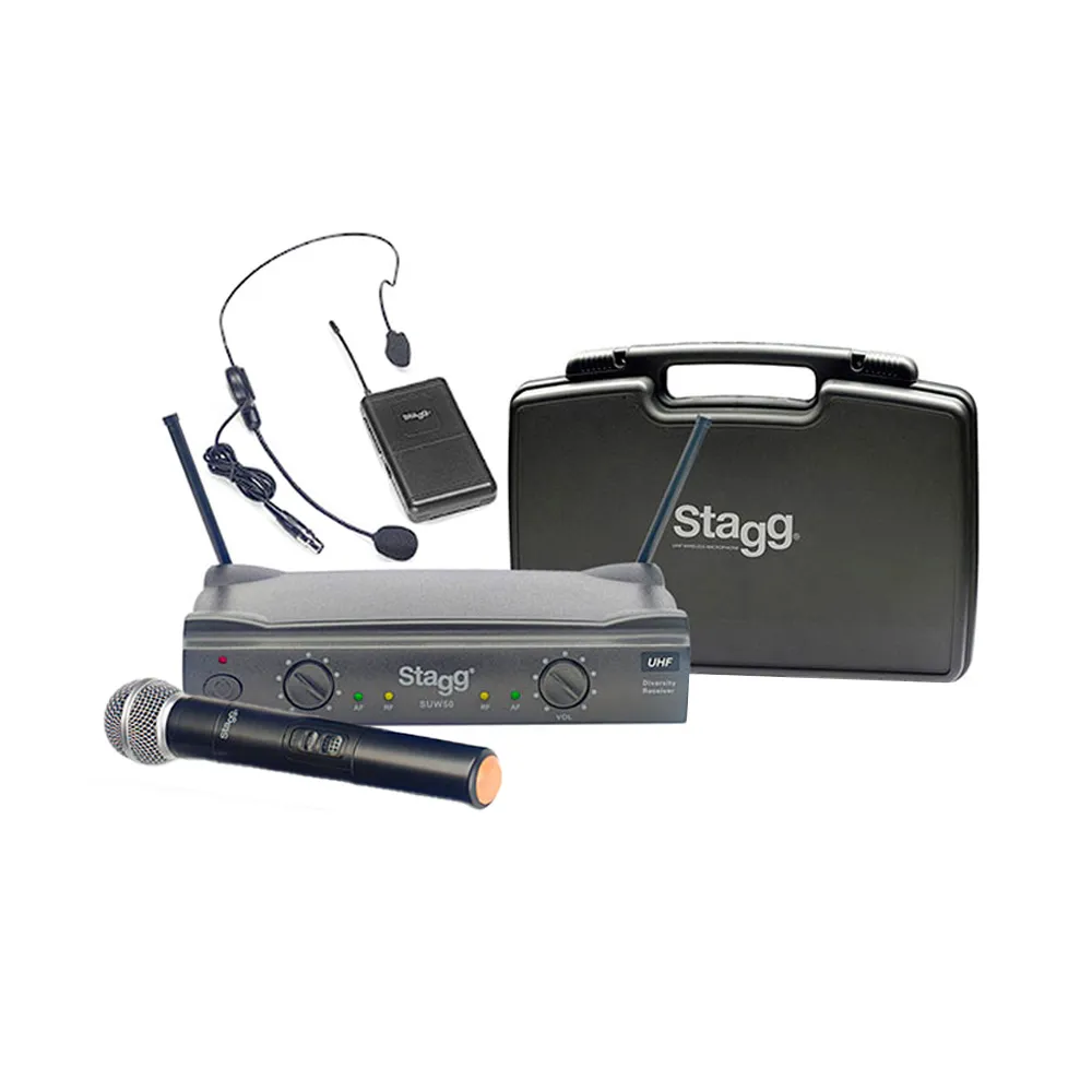 STAGG MICROFONE S/ FIO DUPLO UHF - SUW 50 MH NCE (BASTAO + HEADSET) - MELODIA | Instrumentos ...